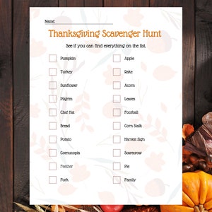 Thanksgiving Scavenger Hunt Template, Thanksgiving Scavenger Activity ...