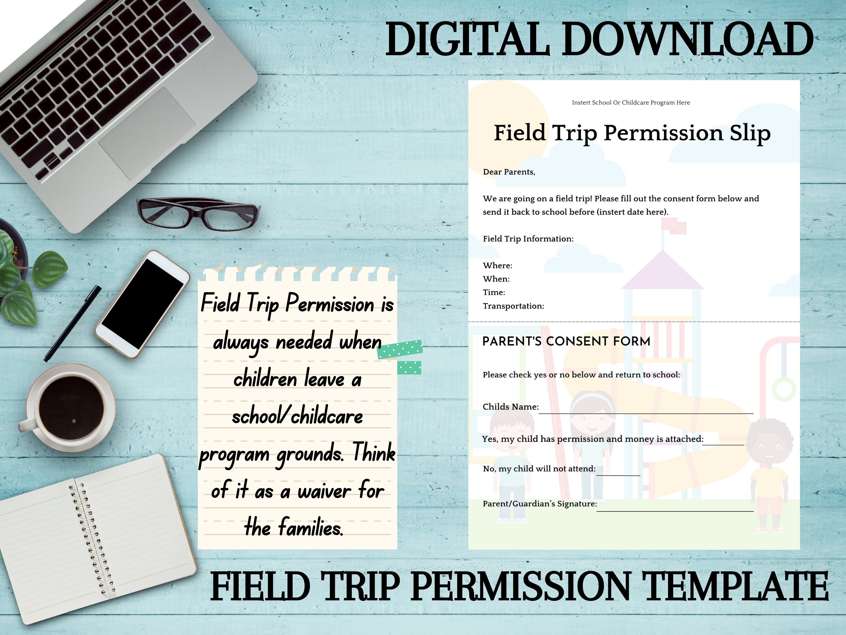 Field Trip Permission Slip Template Printable, School Permission Slip ...
