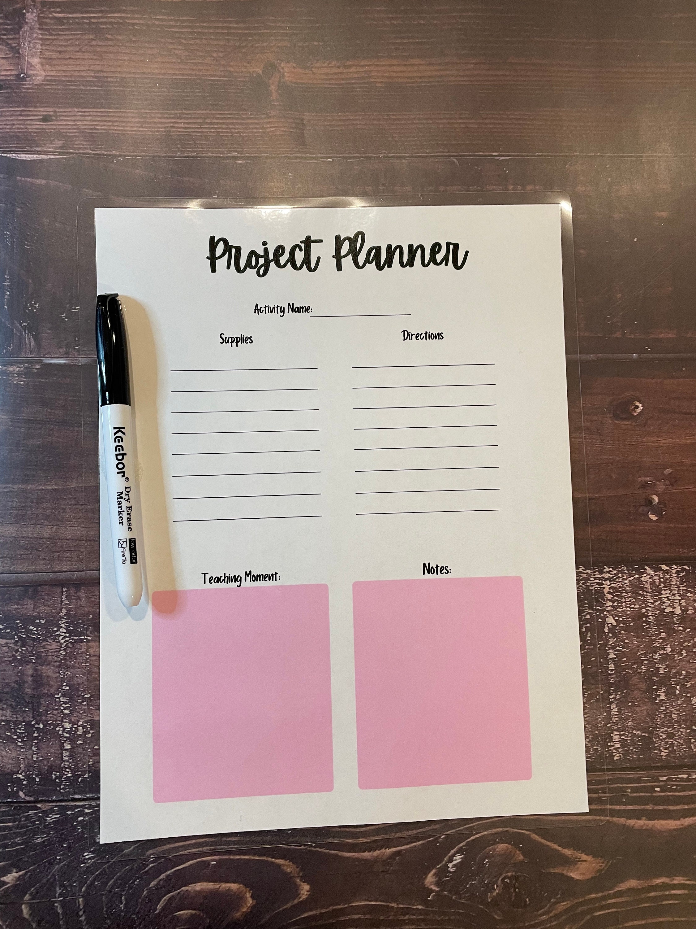 Laminated Project Planner With Marker, 3 Laminated Project Planners ...