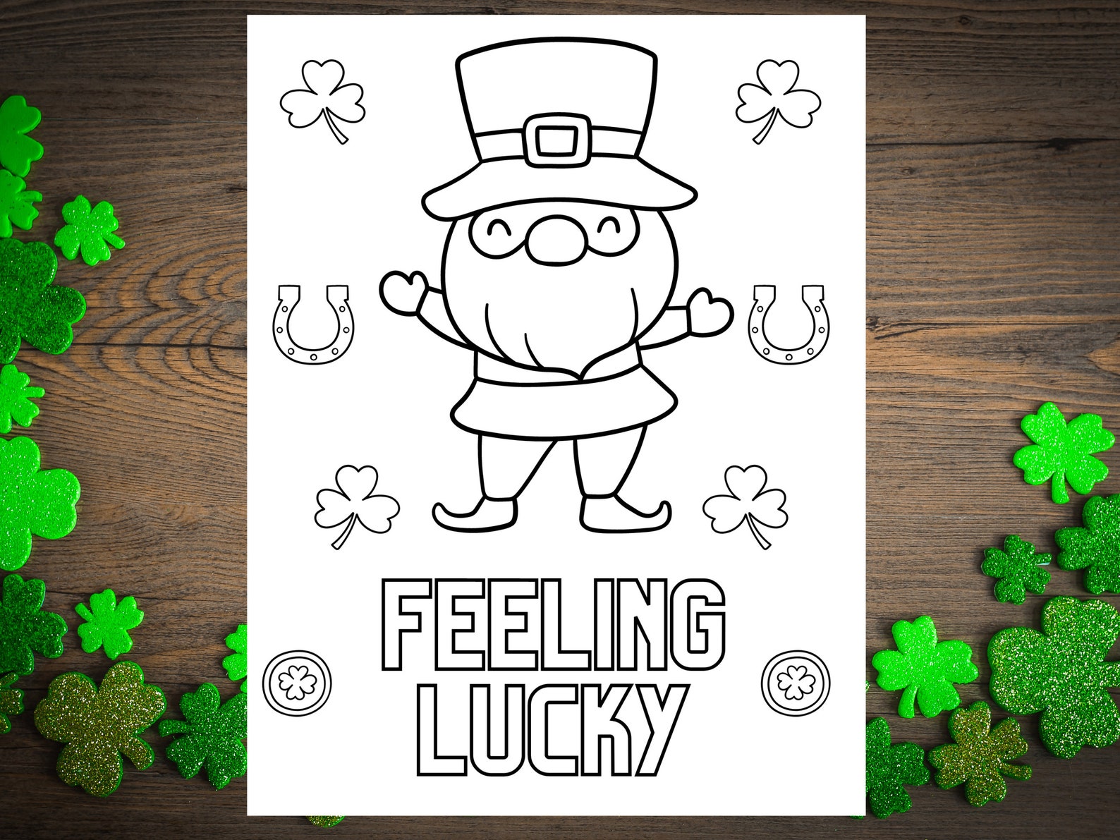Feeling Lucky St. Patricks Day Coloring Page Template, Leprechaun ...