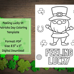 Feeling Lucky St. Patricks Day Coloring Page Template, Leprechaun ...