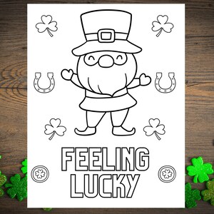 Feeling Lucky St. Patricks Day Coloring Page Template, Leprechaun ...