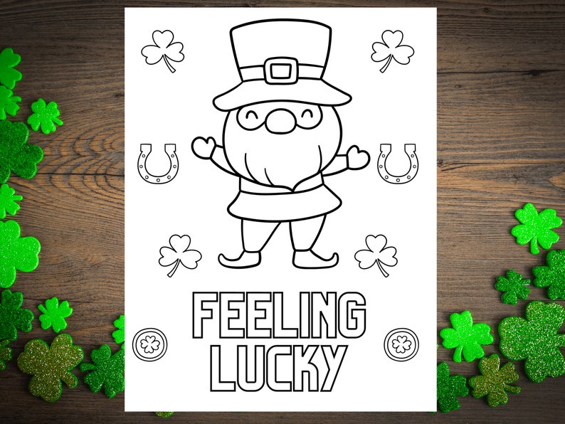 Feeling Lucky St. Patricks Day Coloring Page Template, Leprechaun ...
