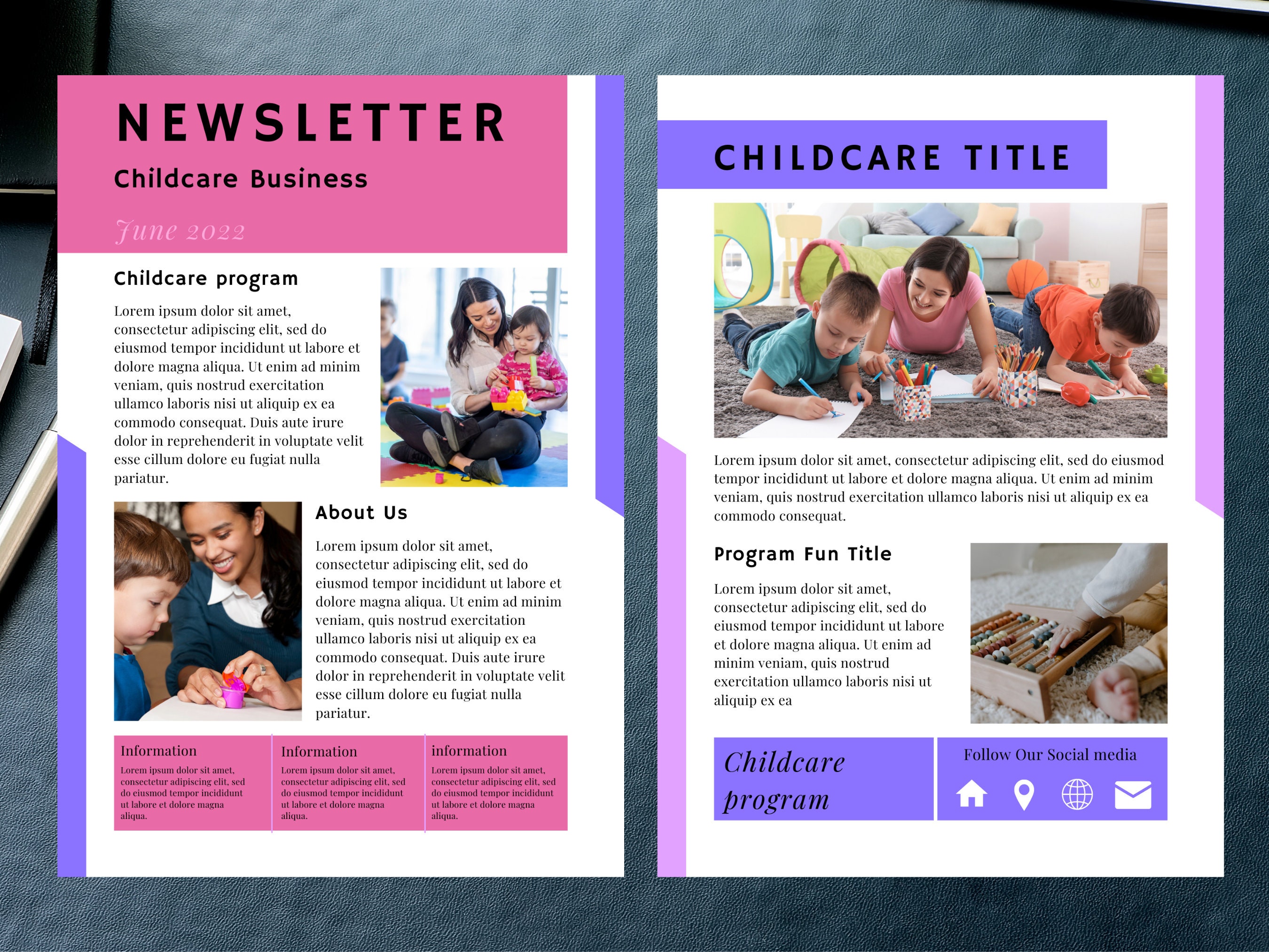 Childcare Program Newsletter Template, Editable Daycare Center ...