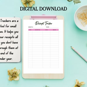 Receipt Tracker Template Printable, Small Business Receipt Organizer ...