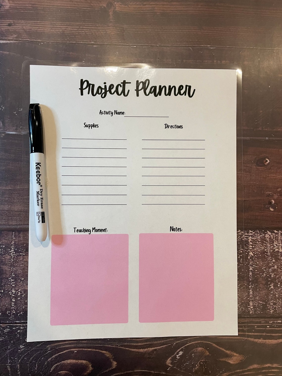 Laminated Project Planner With Marker, 3 Laminated Project Planners ...