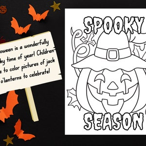 Spooky Season Coloring Page Template Printable, Childrens Halloween ...