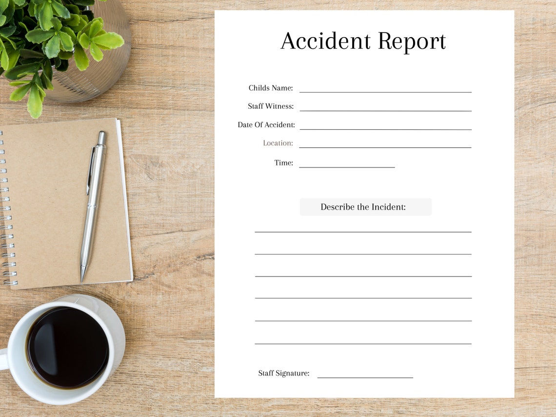 Accident Report Template Printable for Daycare or Childcare, Accident ...