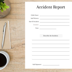 Accident Report Template Printable for Daycare or Childcare, Accident ...