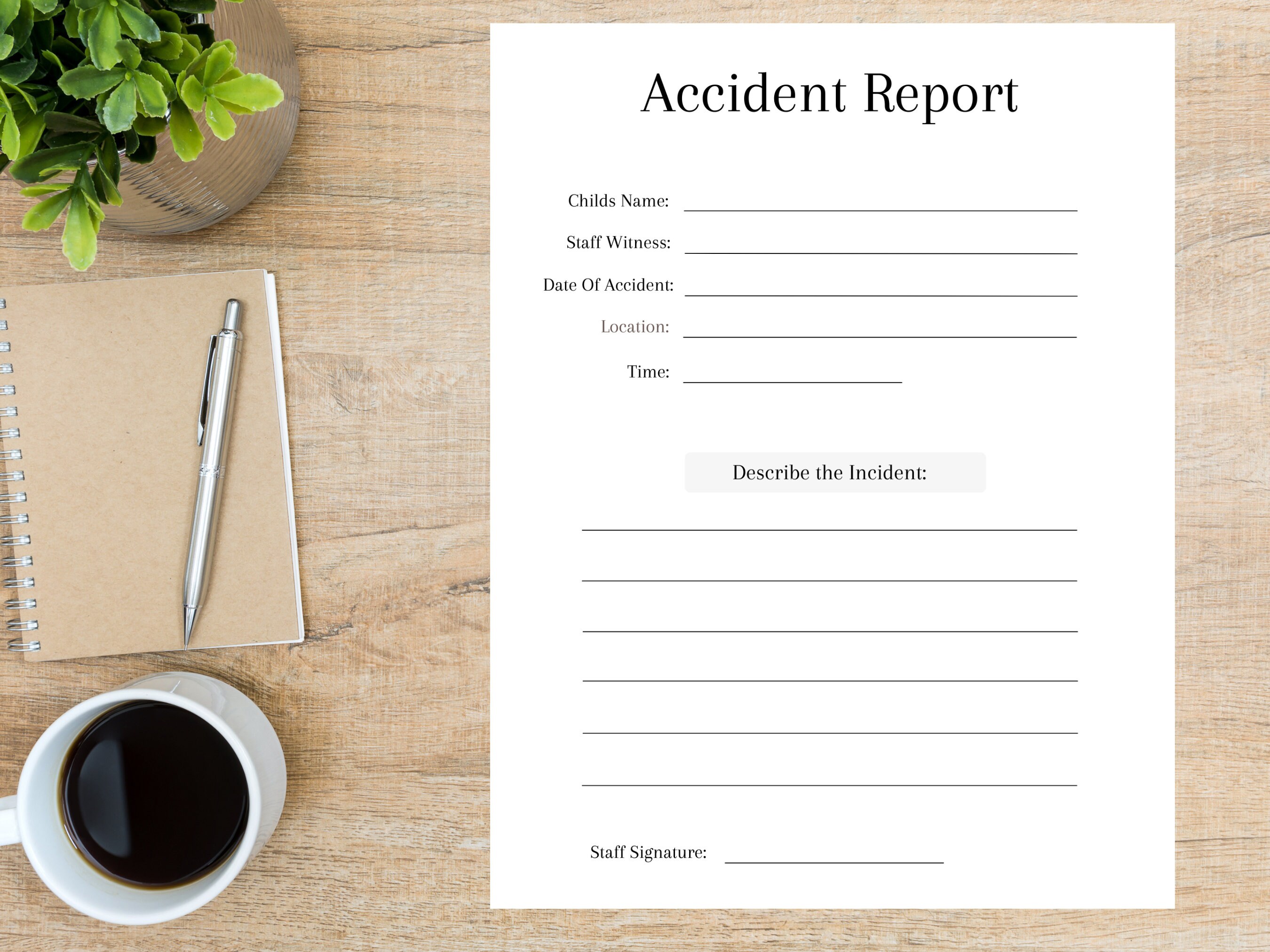 Accident Report Template Printable for Daycare or Childcare, Accident ...