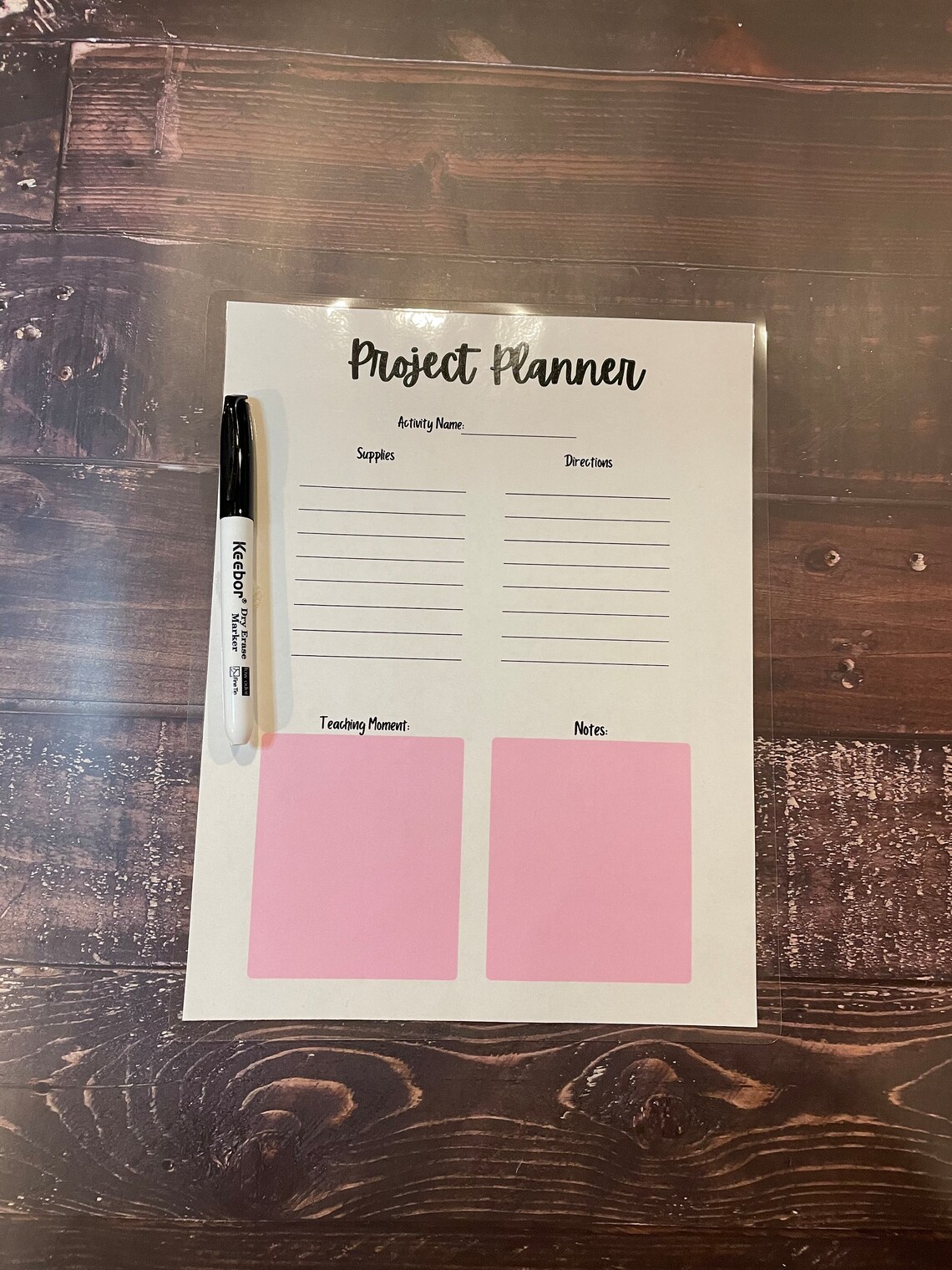 Laminated Project Planner With Marker, 3 Laminated Project Planners ...