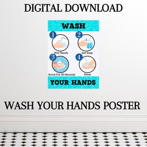 Wash Your Hands Poster Template Printable, Wash Your Hands Poster ...