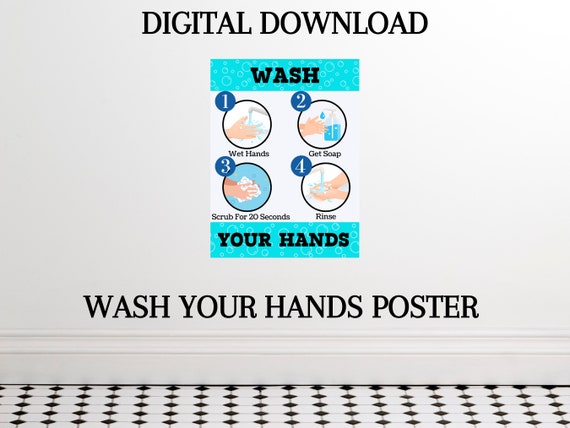 Wash Your Hands Poster Template Printable Wash Your Hands - Etsy