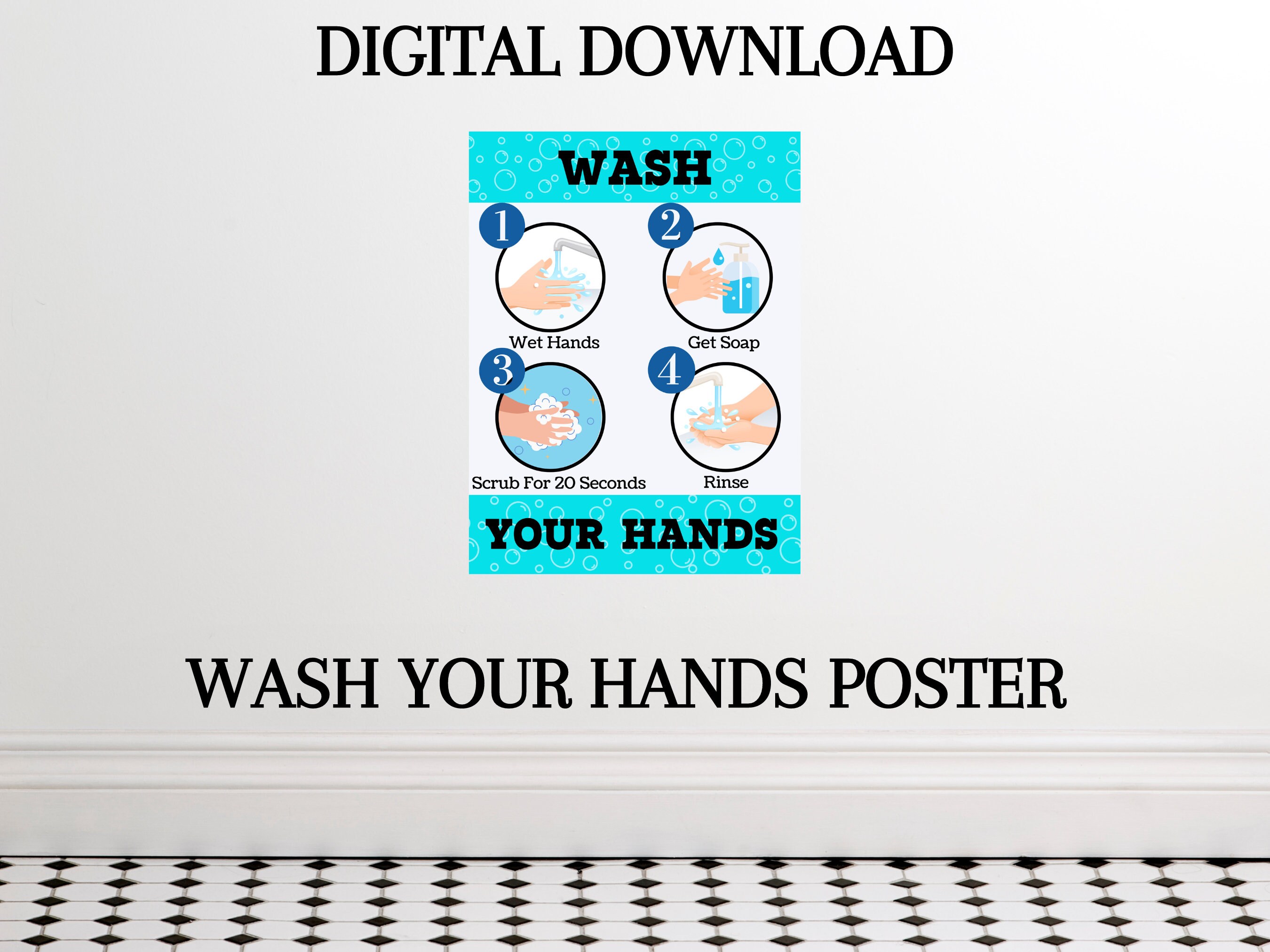 Wash Your Hands Poster Template Printable, Wash Your Hands Poster ...