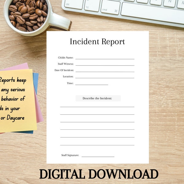 Childcare Incident Report - Etsy