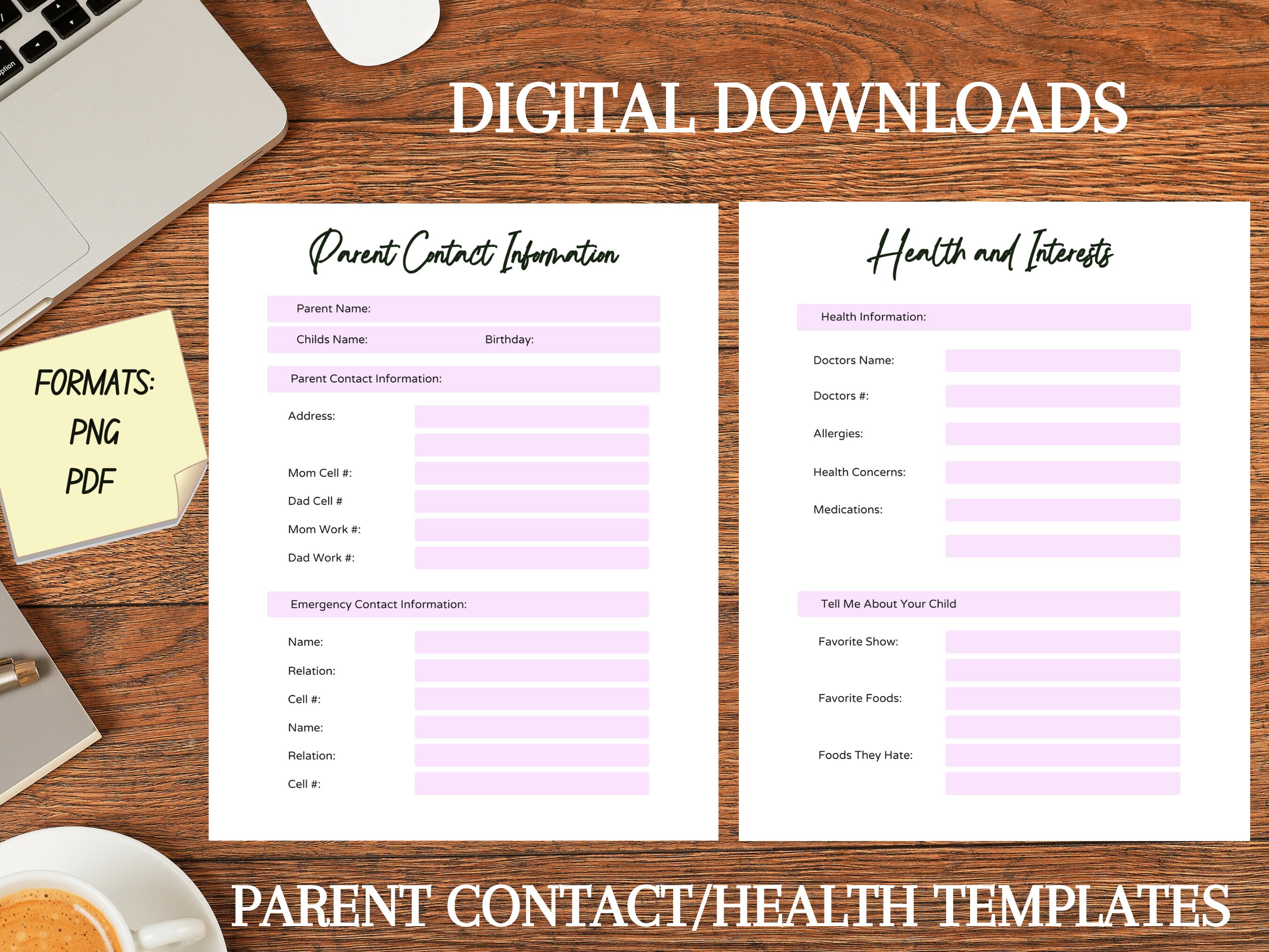 Childcare Parent Contact Information Template Printable, Daycare ...