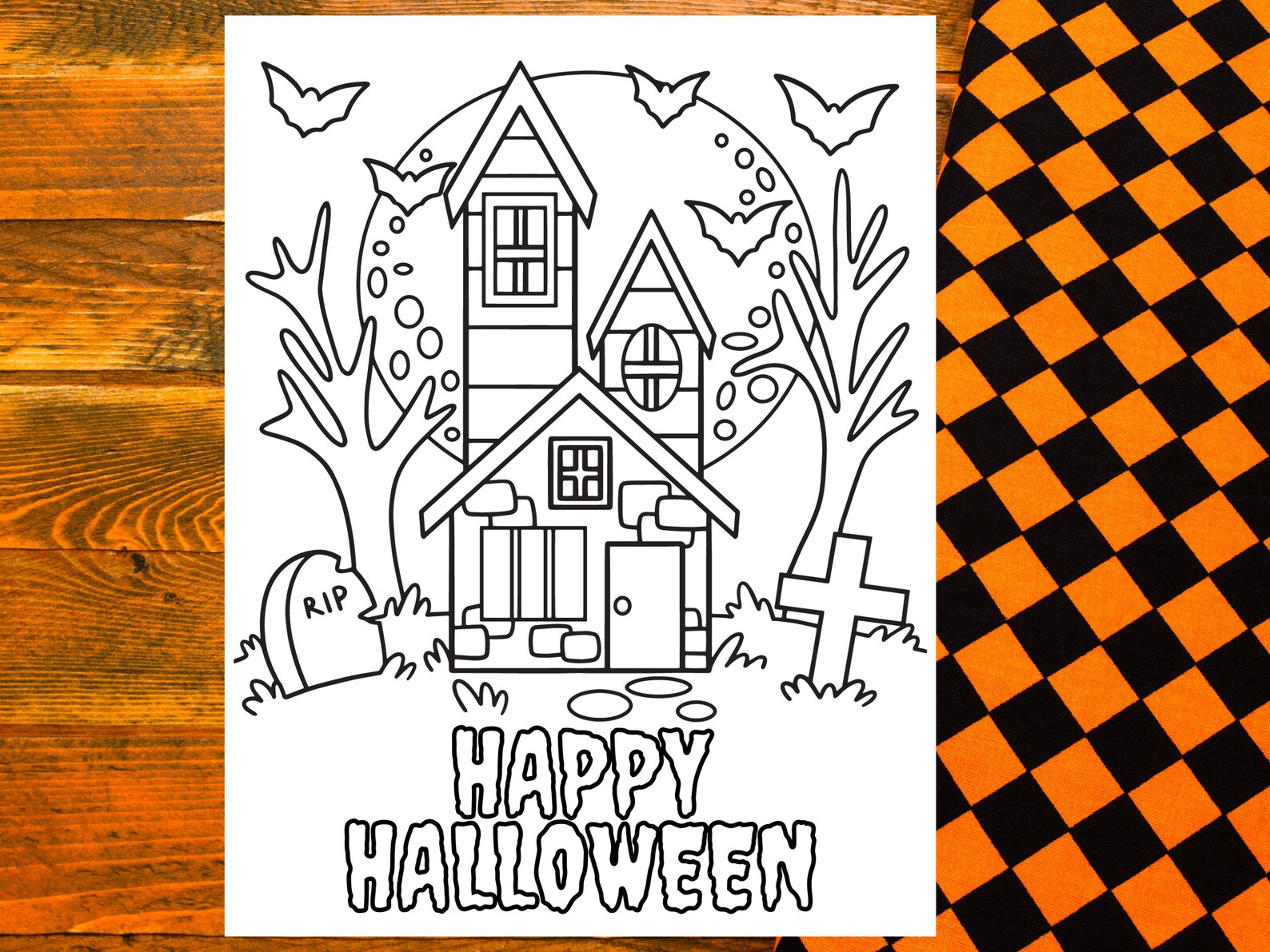 Happy Halloween Coloring Page Template Printable Halloween - Etsy