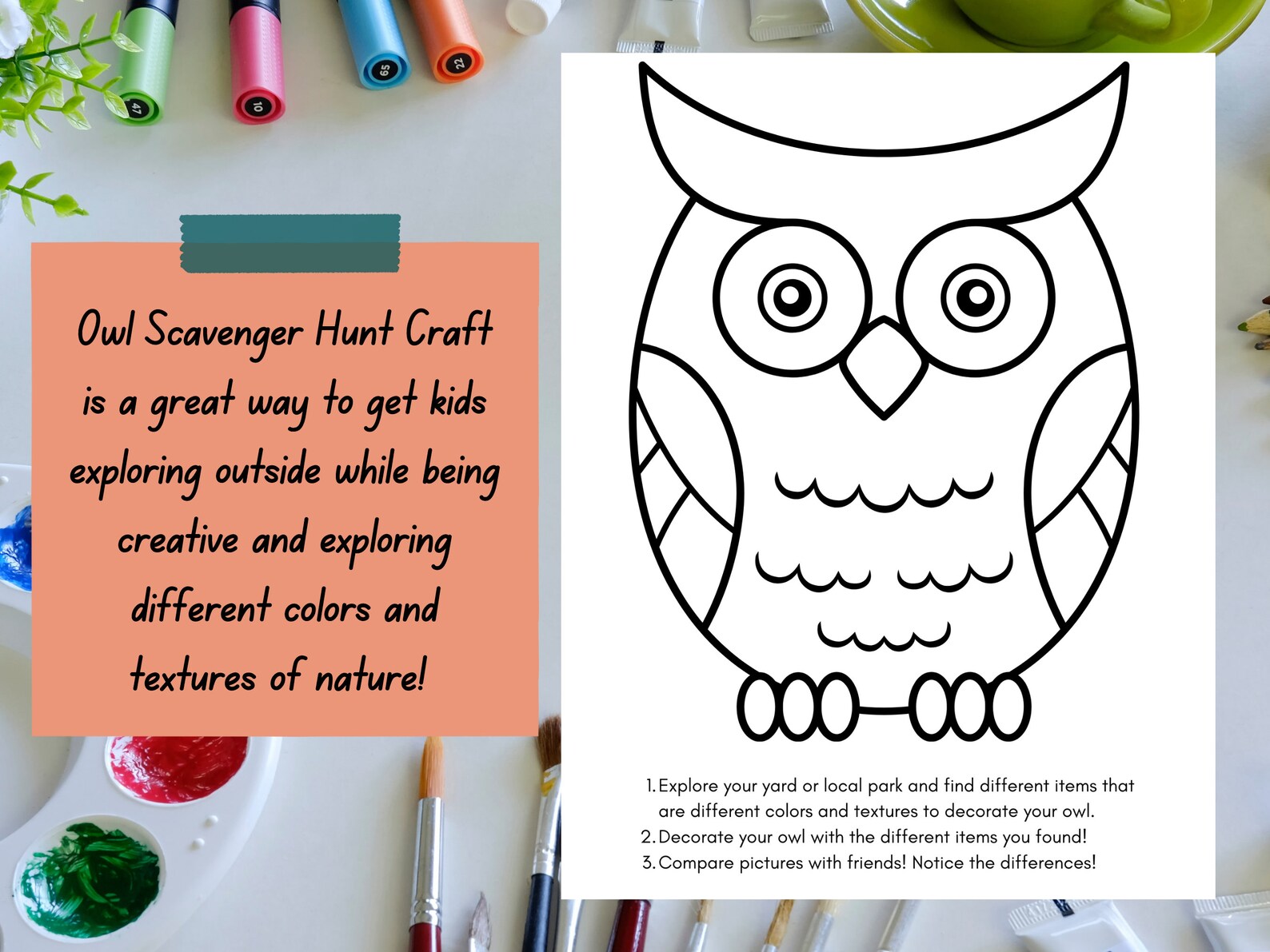 Owl Scavenger Craft Template Printable, Outdoor Scavenger Hunt Owl Art ...