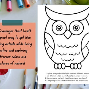 Owl Scavenger Craft Template Printable, Outdoor Scavenger Hunt Owl Art ...