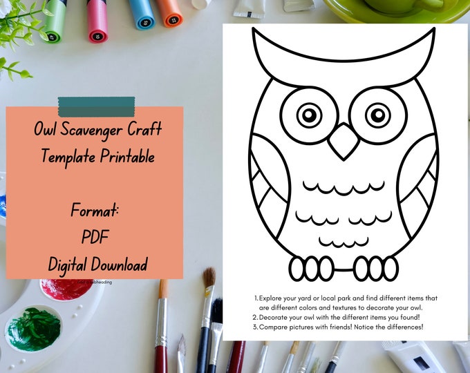 Owl Scavenger Craft Template Printable, Outdoor Scavenger Hunt Owl Art ...
