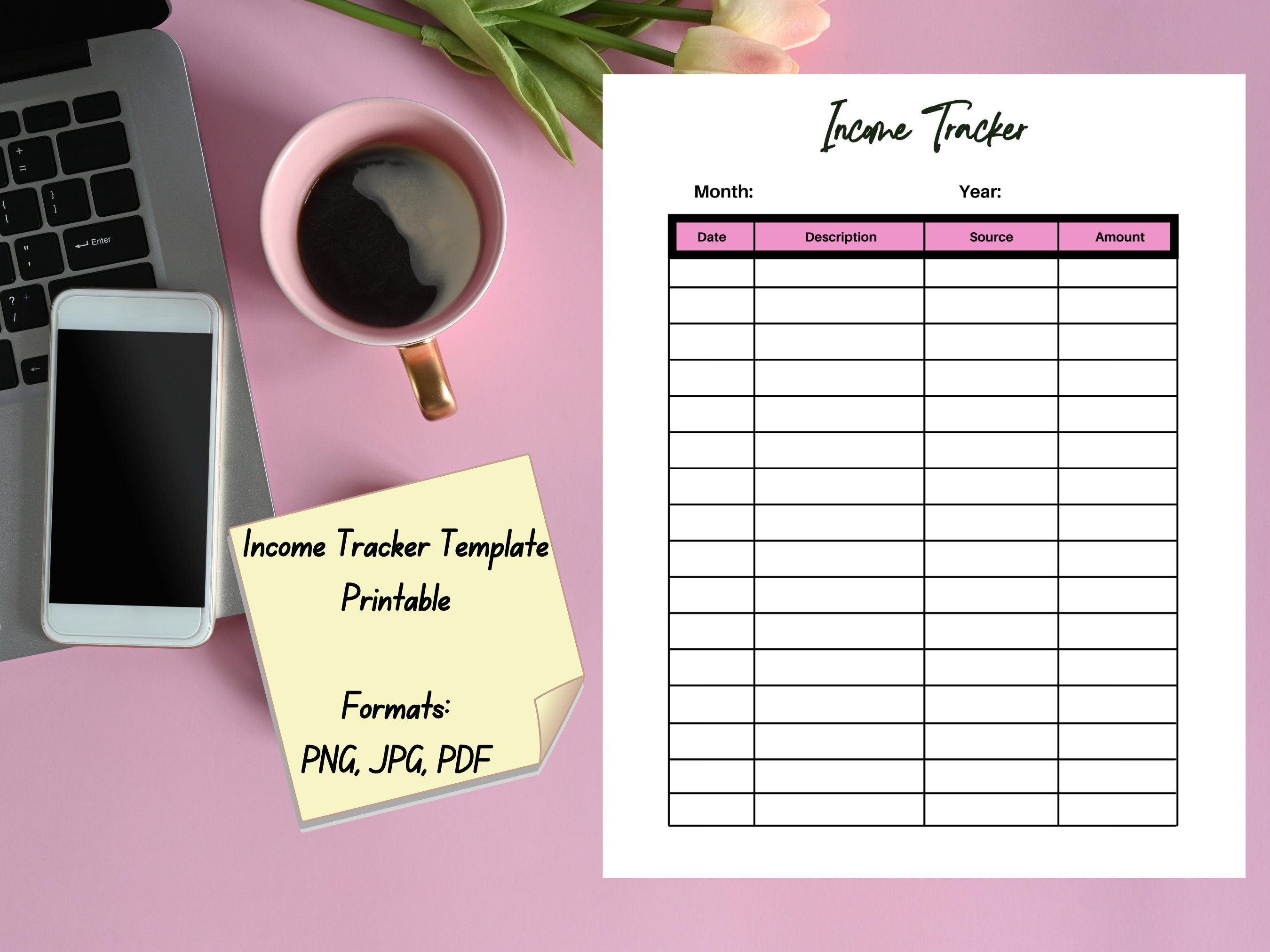 Income Tracker Template Printable, Digital Download, Small Business ...