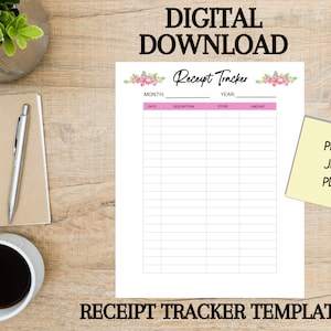 Receipt Tracker Template Printable, Small Business Receipt Organizer ...
