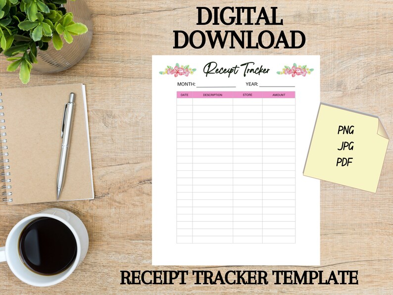 Receipt Tracker Template Printable, Small Business Receipt Organizer ...