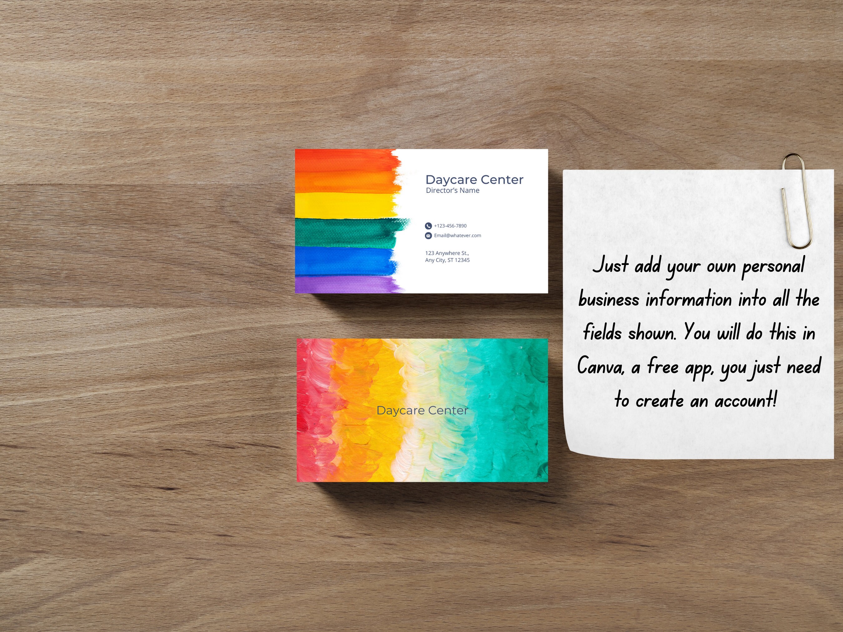 Daycare Center Business Card Template, Editable Business Card for ...