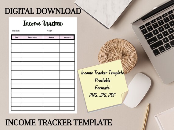 Income Tracker Template Printable Digital Download Small | Etsy
