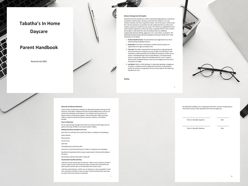 Childcare Handbook With Editable Handbook Template, Example in Home ...