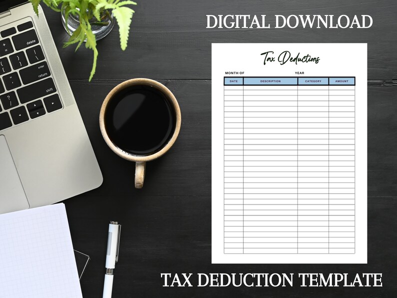 Tax Deduction Sheet Template Printable Tax Deduction Template - Etsy