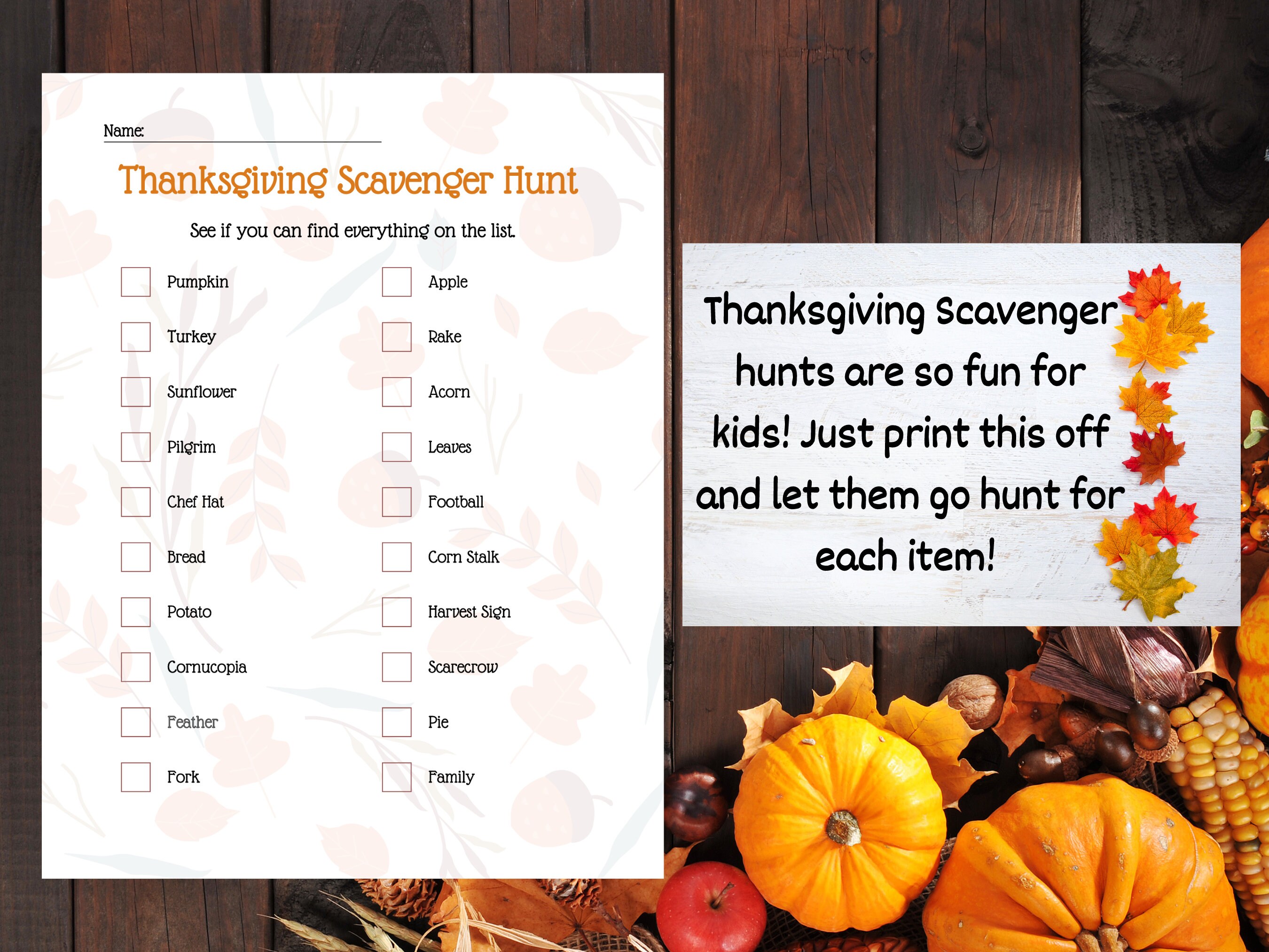 Thanksgiving Scavenger Hunt Template, Thanksgiving Scavenger Activity ...