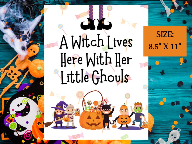 A Witch Lives Here With Her Little Ghouls Halloween Sign - Etsy
