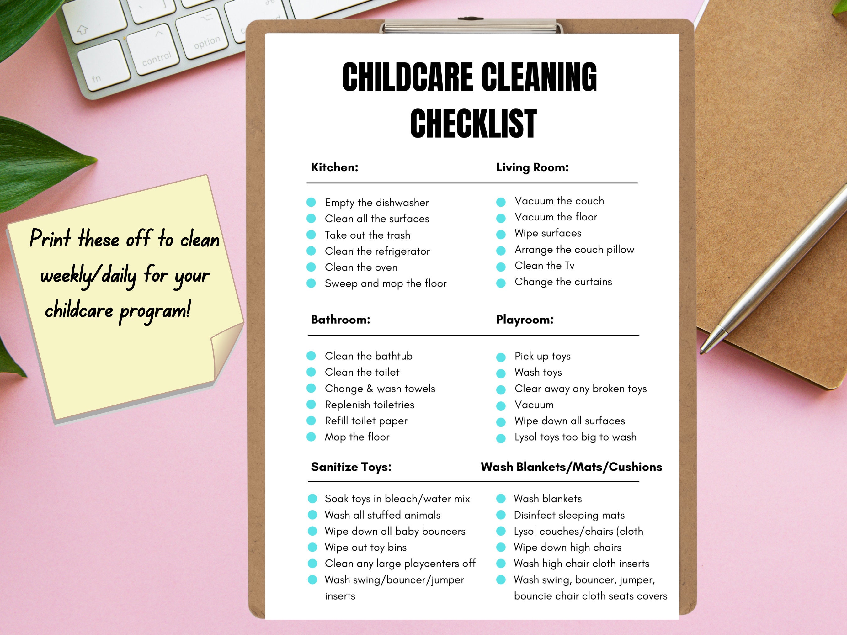 Childcare Cleaning Checklist Digital Download - Etsy