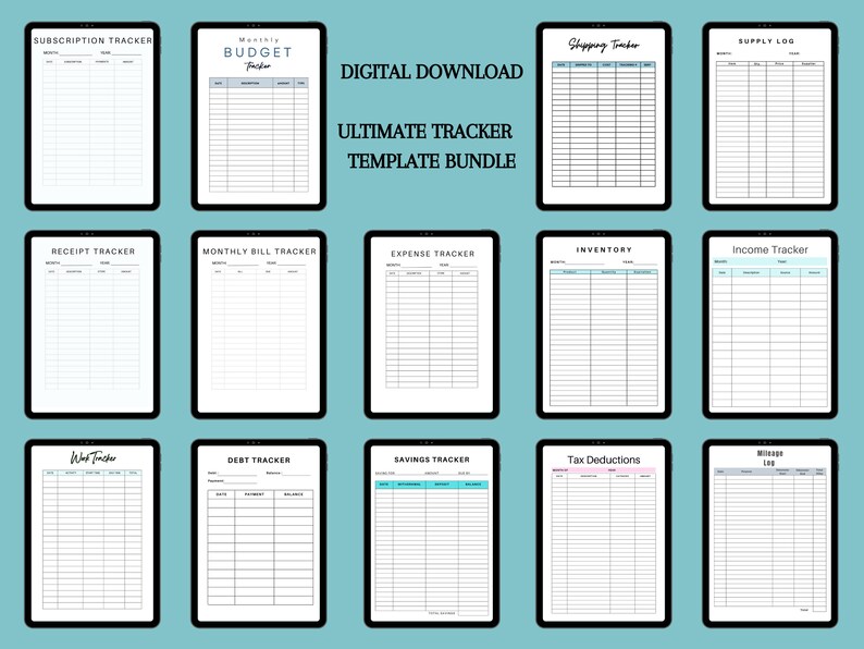 Money Tracker Template Printable Bundle, Money Tracker Templates ...