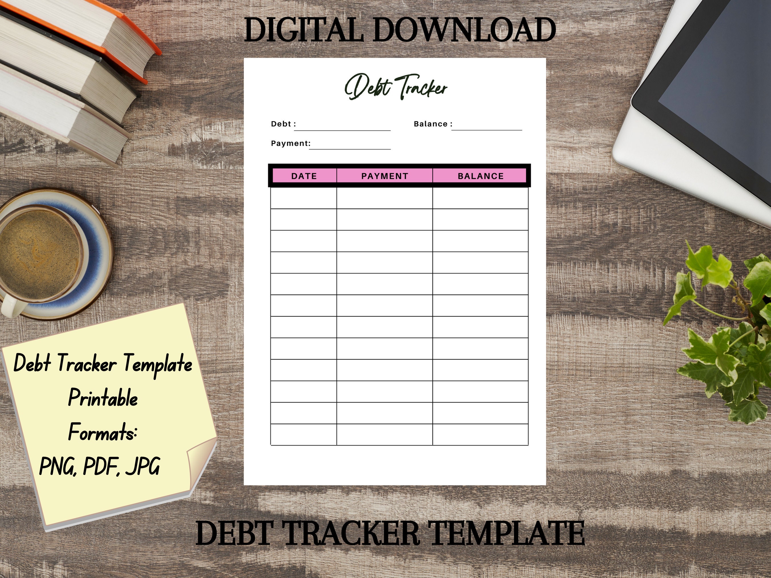 Debt Tracker Template Printable, Digital Download, Track Debt Payments ...