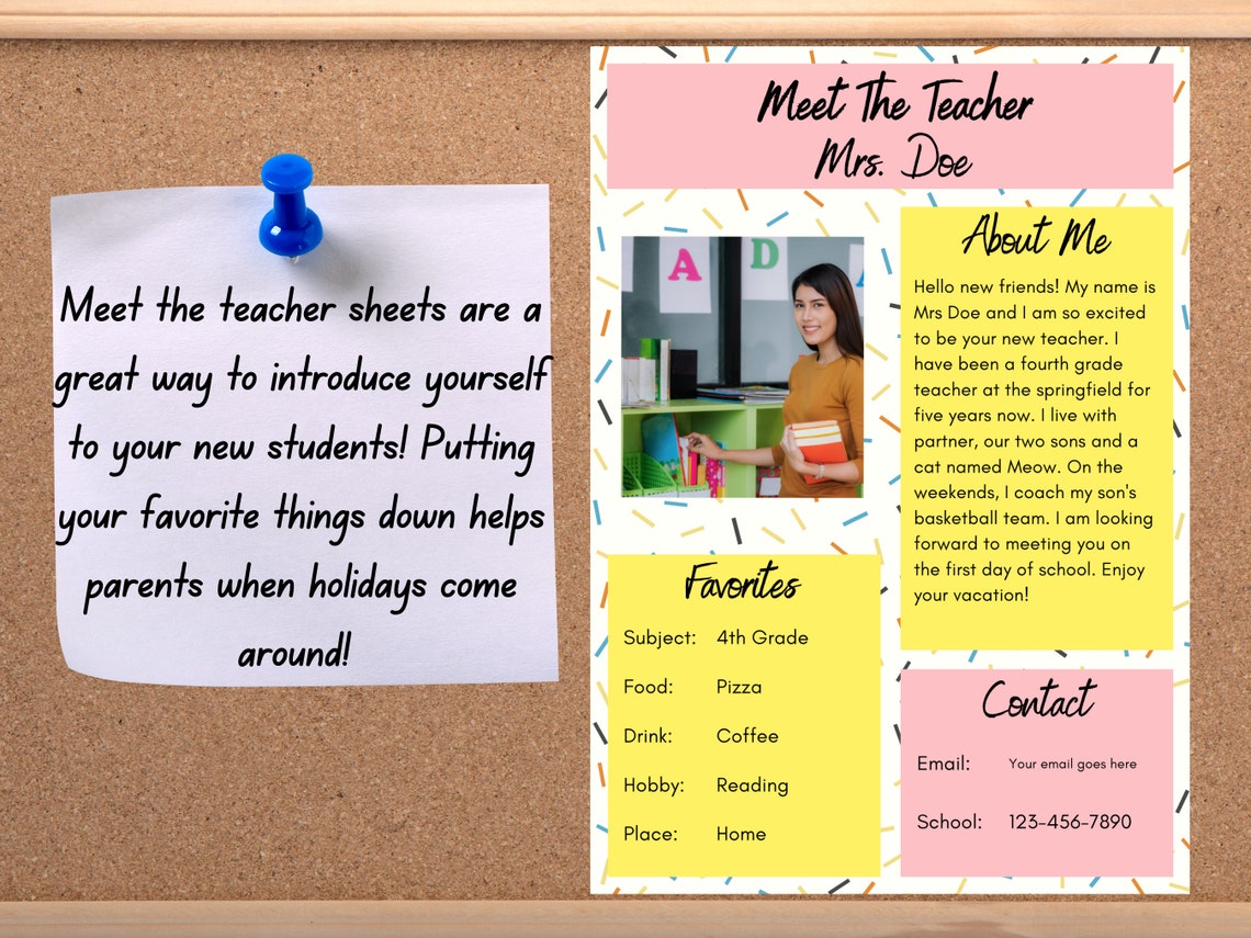 Meet the Teacher Template, Introduction to New Teacher Printable, About ...