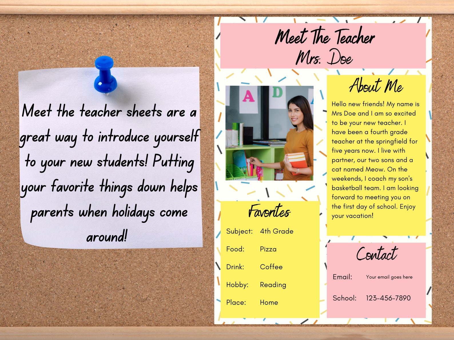 Meet the Teacher Template, Introduction to New Teacher Printable, About ...