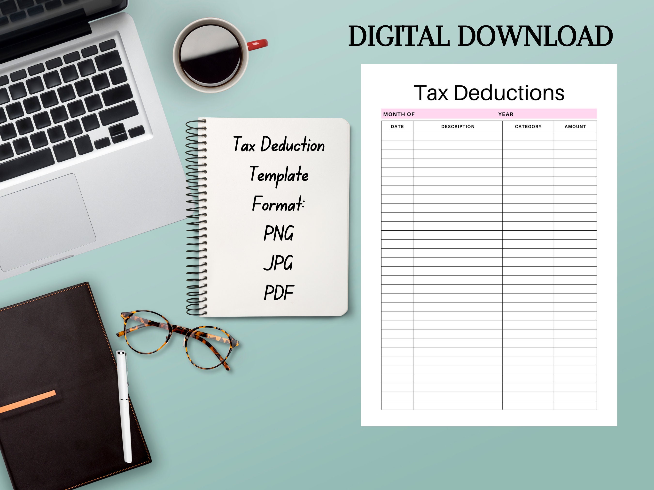 Tax Deduction Tracker Template Printable, Digital Download, Small ...