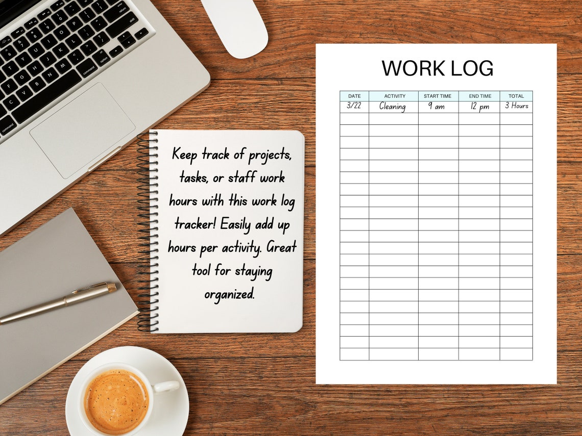 Work Log Tracker Printable Template Keep Track of Tasks Log | Etsy