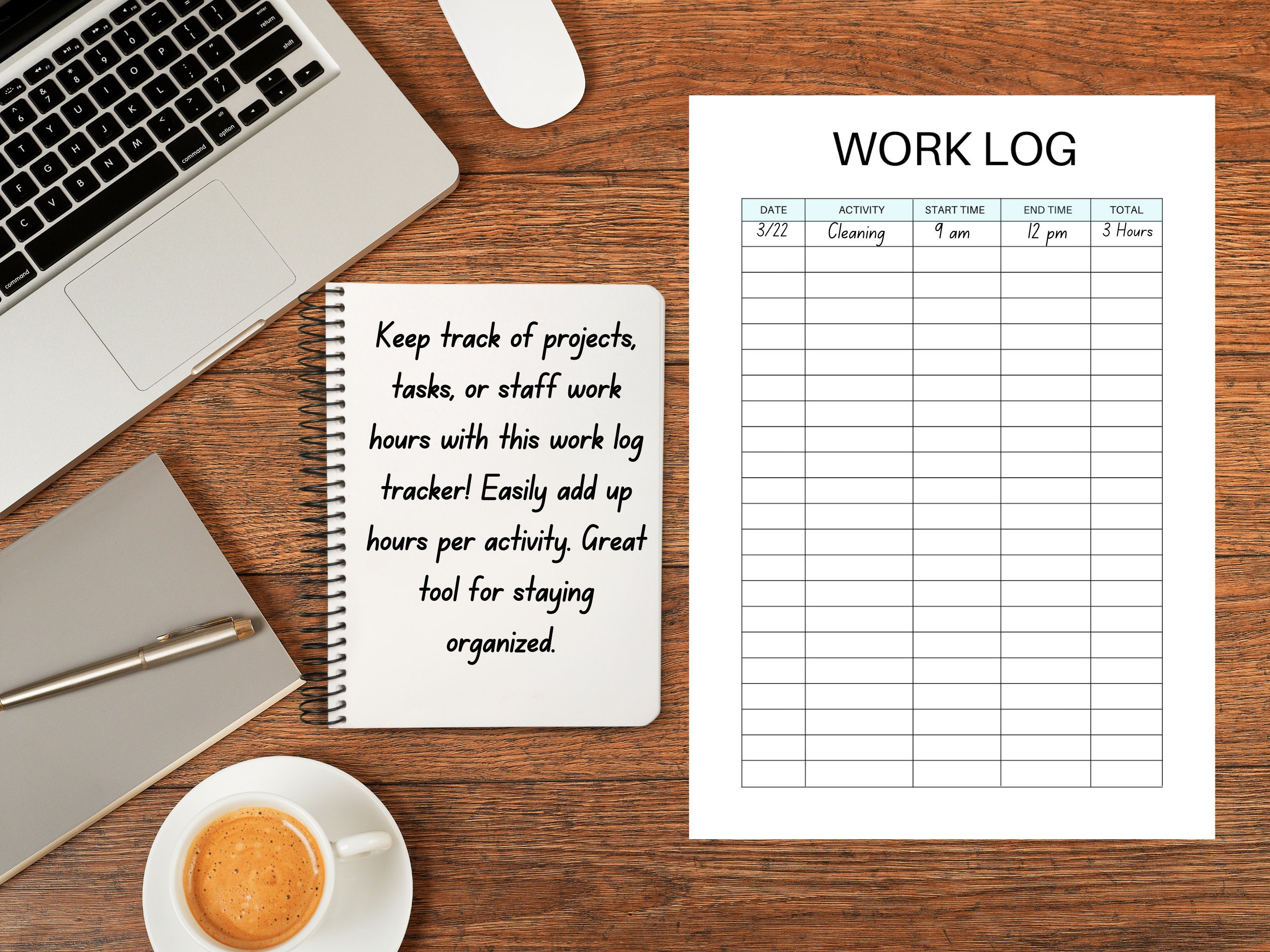 Work Log Tracker Printable Template, Keep Track of Tasks, Log ...