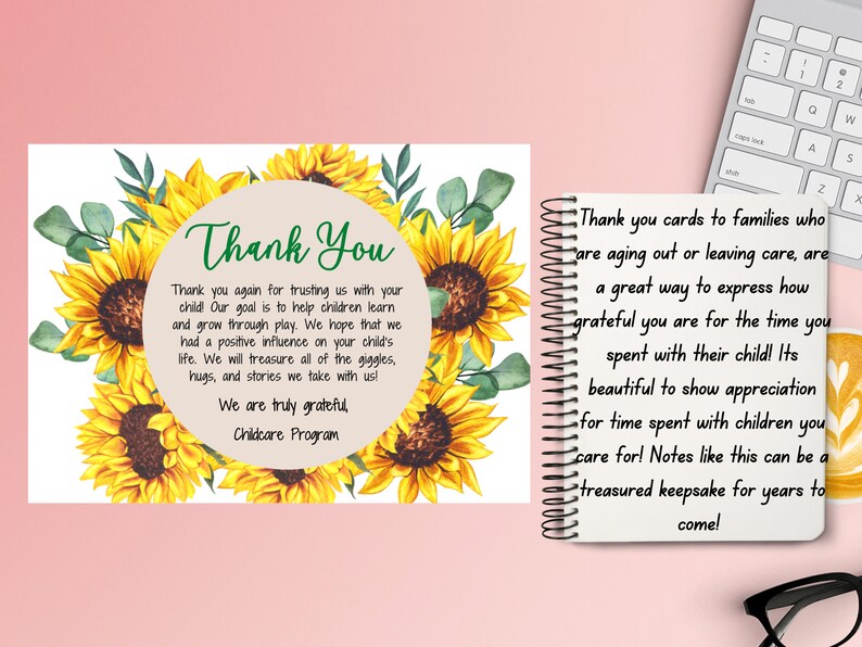 Thank You Card Bundle Editable Templates Childcare to Family - Etsy
