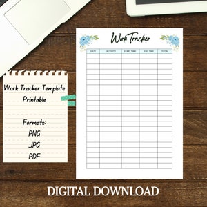 Work Log Tracker Template Printable, Digital Download Work Activity ...