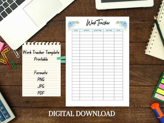 Work Log Tracker Template Printable Digital Download Work | Etsy