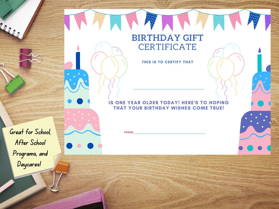 Birthday Certificate Template Printable Blank Digital | Etsy