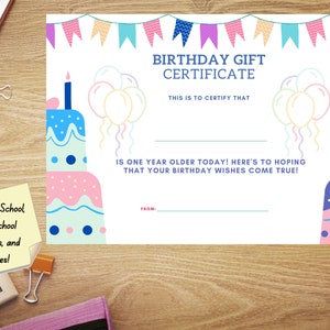 Birthday Certificate Template Printable Blank Digital | Etsy