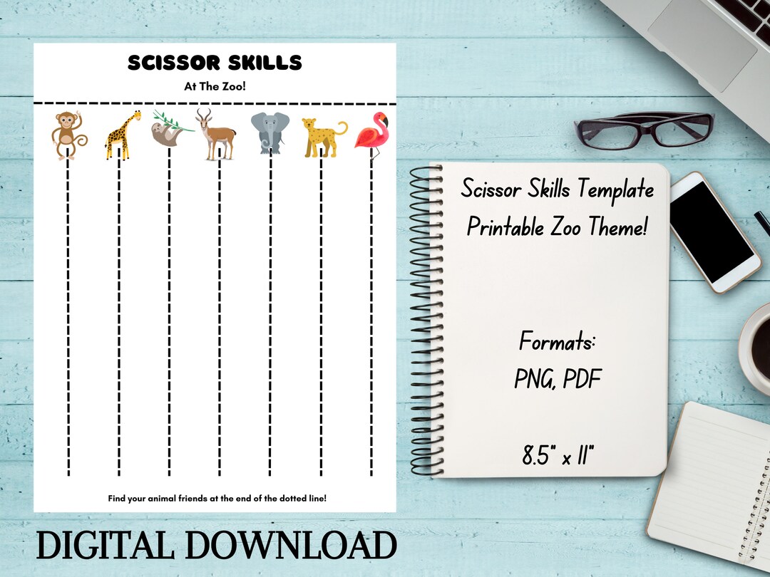 Scissor Skills Template Printable, Childrens Scissor Practice Sheet ...
