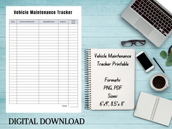 Vehicle Maintenance Tracker Template Printable Vehicle Repair | Etsy