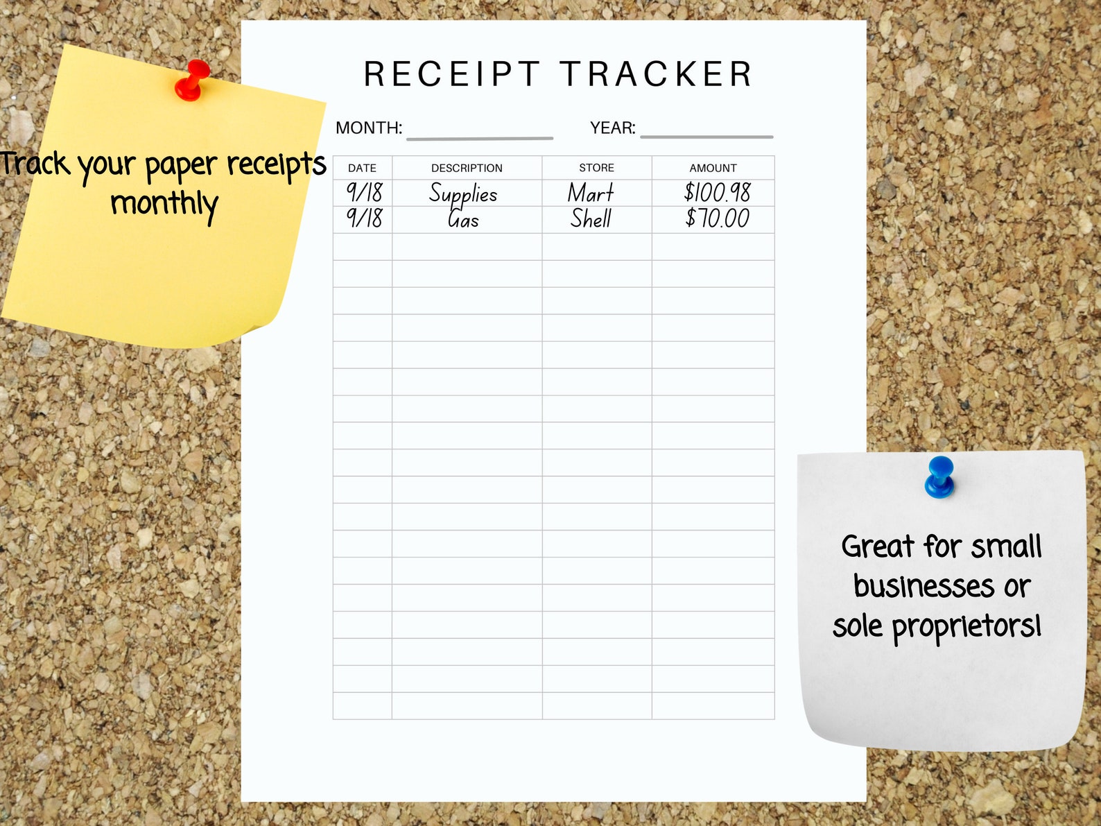 Receipt Tracker Template Printable, Small Business Receipt Organizer, Money Tracking Template ...