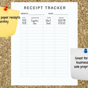 Receipt Tracker Template Printable, Small Business Receipt Organizer ...